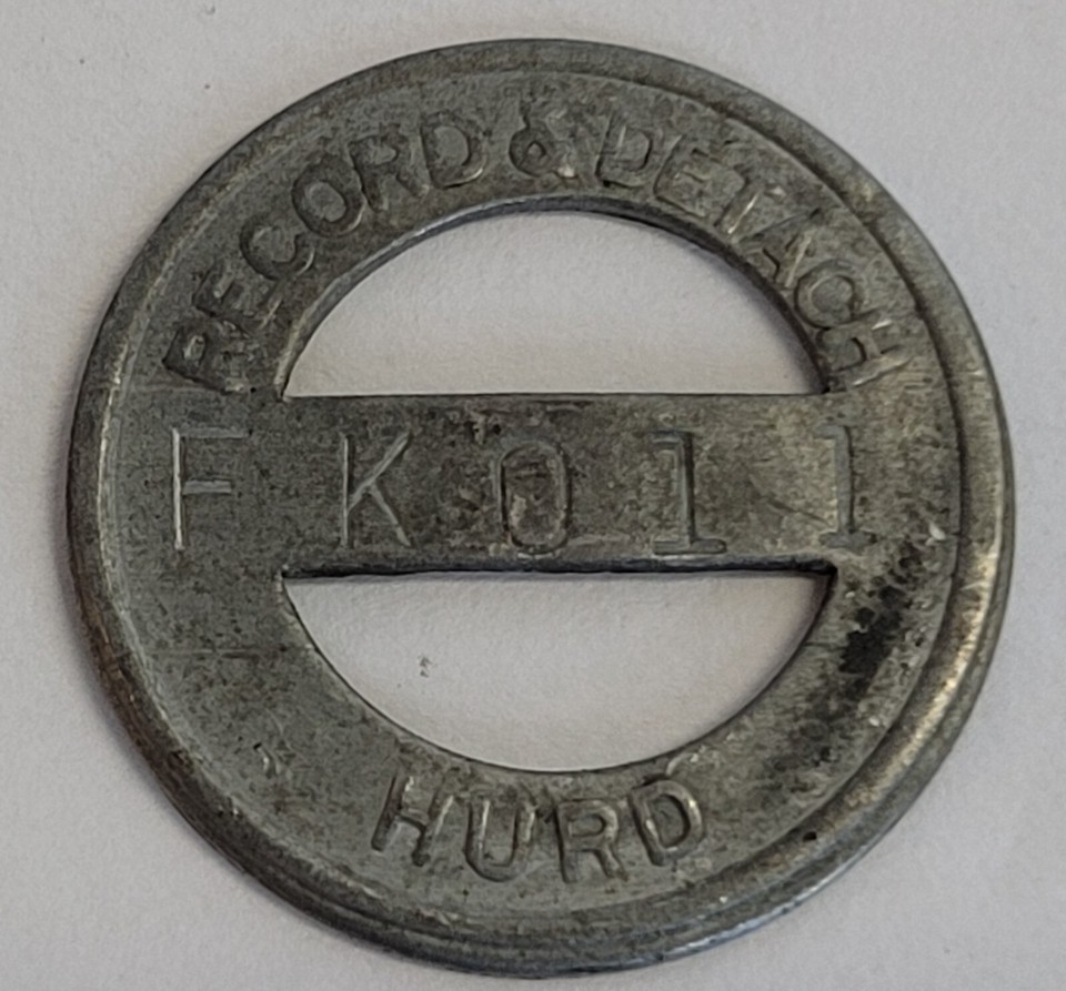 Vintage Record & Detach Hurd FK011 Metal Token Coin Car Key Token | eBay