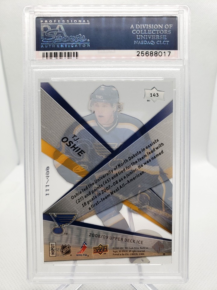 T.J. Oshie 2008-09 Upper Deck Ice #143 Rookie Premieres #/499 PSA 9 🔥 ...