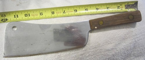 12" antique CHROME PLATED VTG vegetable meat cleaver cutlery knife chef ...