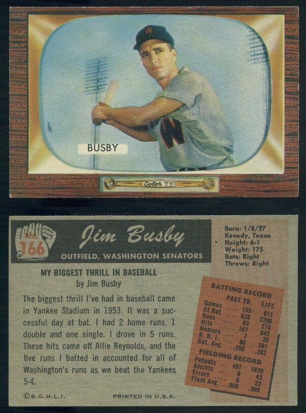 (67264) 1955 Bowman 166 Jim Busby Senators-VGX | eBay