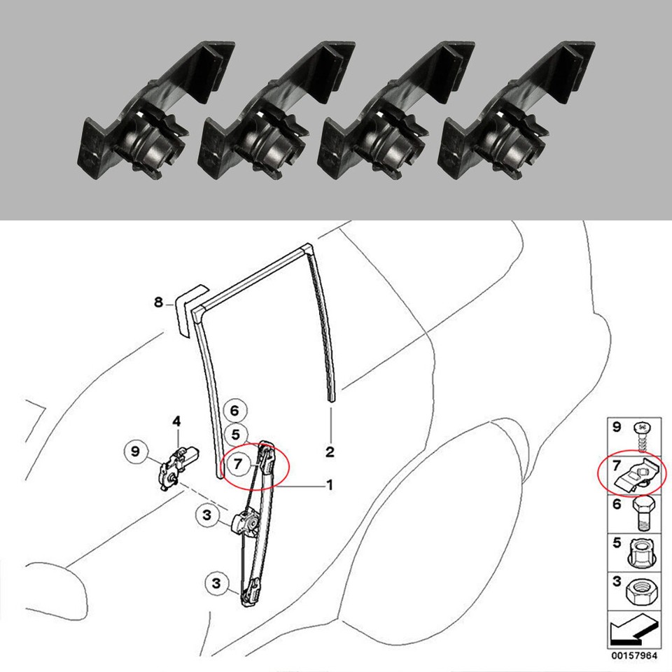 4Pcs Car Front Window Regulator Clips Repair 51338254781 for BMW X5 ...