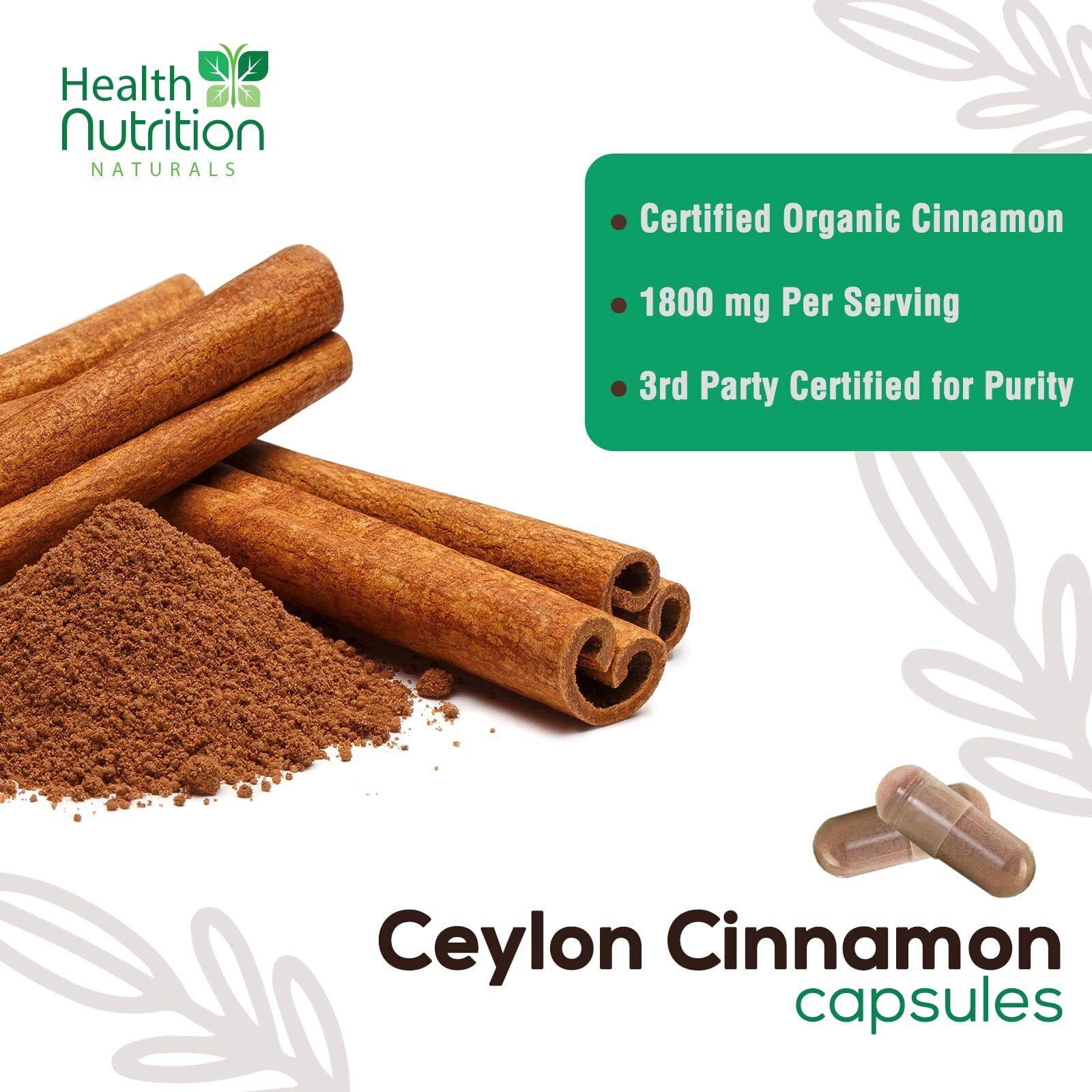 Pure Cinnamon Capsules, True Sri Lanka Certified Organic Ceylon ...