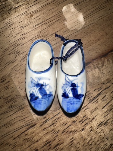 Mini Ceramic Dutch Clogs Delft Blue White Holland Clogs Decor. VINTAGE ...