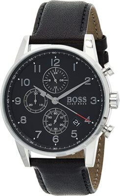 Hugo Boss Herren Chronograph Quarz Armbanduhr Uhr mit Lederarmband ...