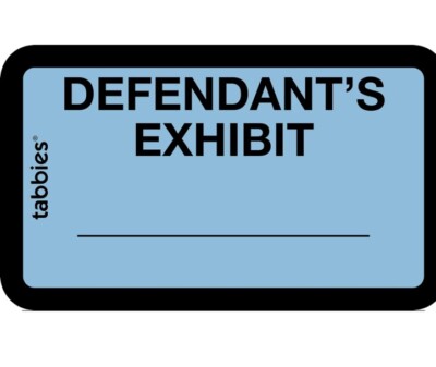Defendant's Exhibit Tabbies Legal Labels 58093 Stickers 1.62" W x 1" L ...