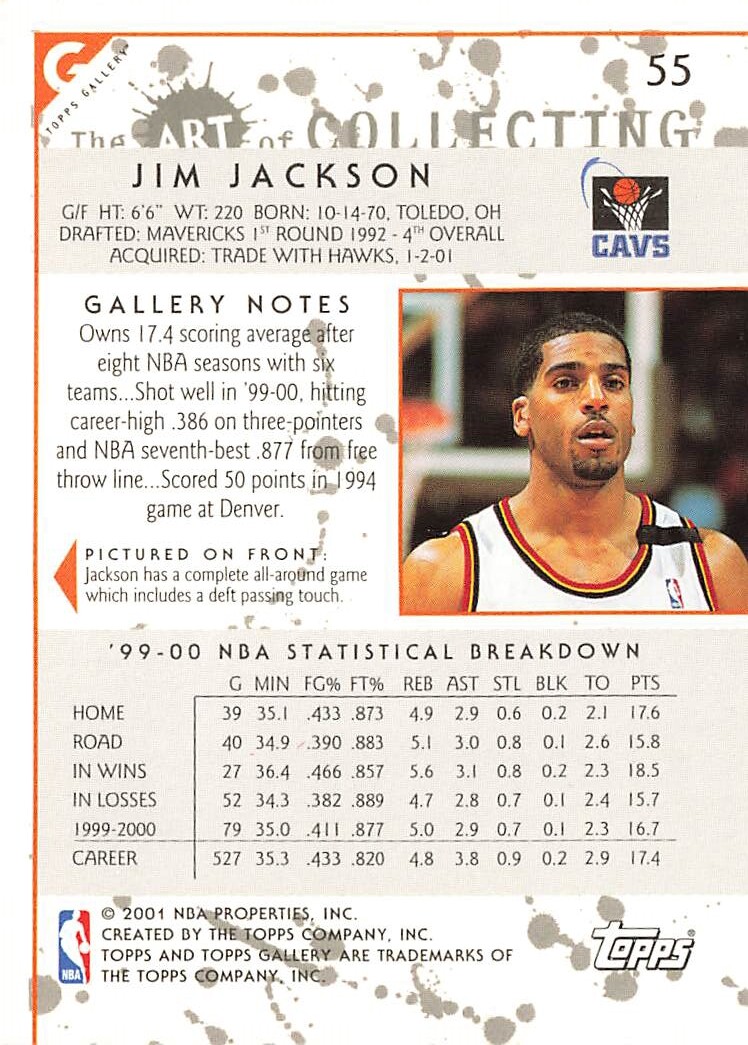 2000 Topps Gallery #55 Jim Jackson Cleveland Cavaliers | eBay