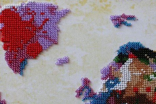 Bead embroidery kit World Map-2 needlework kit Art canvas beadwork ...