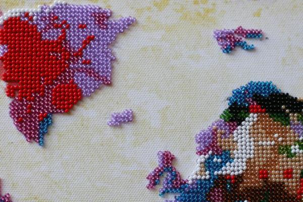 Bead embroidery kit World Map-2 needlework kit Art canvas beadwork ...