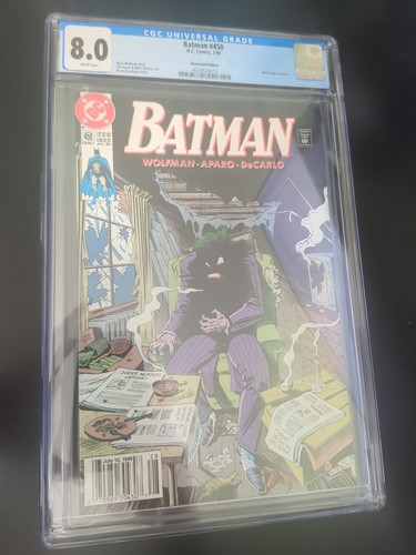 Batman 450 CGC 8.0 WHITE PAGES! Classic Joker Cover! 🦇💎🦇 | eBay
