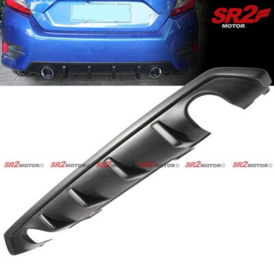 Rear ABS Shark Fin Dual Exhaust Diffuser Spoiler Fits 16-21 Honda Civic ...