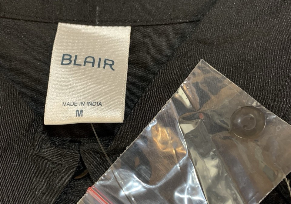 Blair Medium Black Button Up Collated Shirt Long Sleeve NWOT | eBay