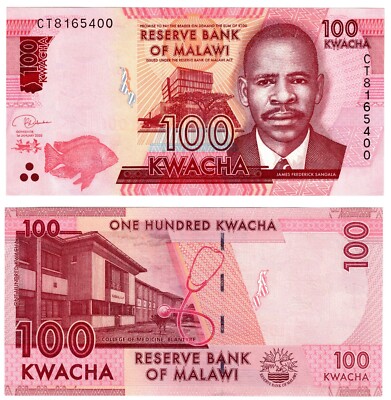 2024 Malawi P65 100 Kwacha Banknote UNC New Date | eBay.de