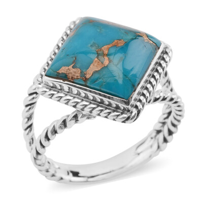 Natural Copper Turquoise Gemstone 925 Sterling Silver Twisted Wire ...