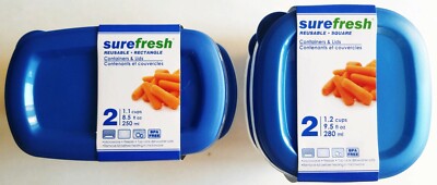 Surefresh Reusable Single Portion Containers BPA Free Plastic 8.5-9.5 ...