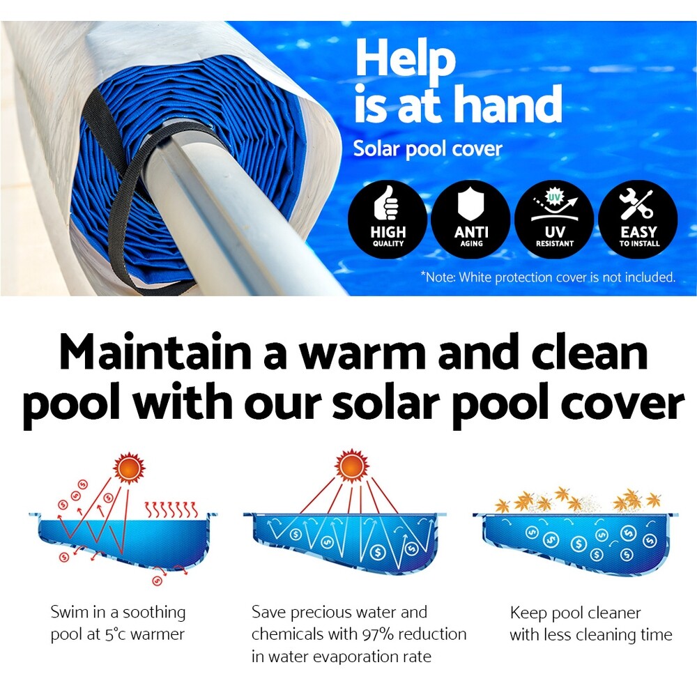 Swimming Pool Solar Blanket 10.5x4.2m 500 Micron Heat Retention Roller ...