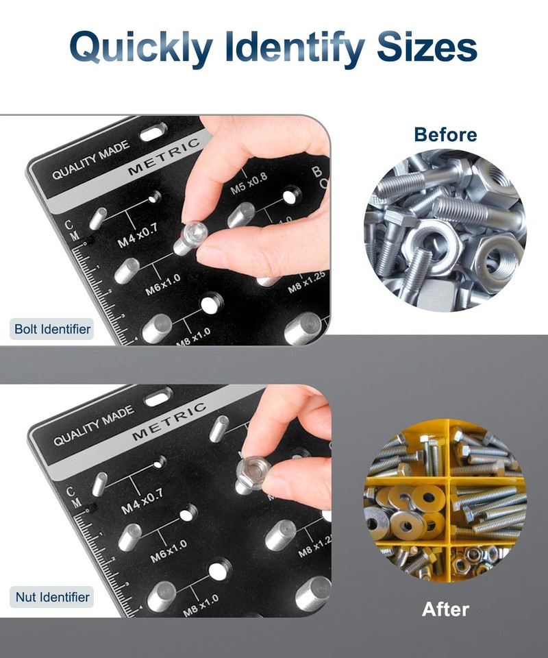 Nut and Bolt Thread Checker 28 Thread Identifier Gauge Inch and Metric ...