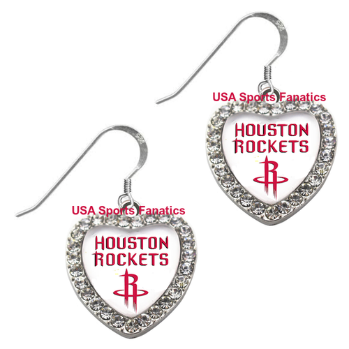 Houston Rockets 925 Necklace or Earrings or Set Team Heart With ...