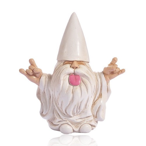 White Wizard Gnome with Raised Hands Garden Yard Lawn Ornament Statue ...