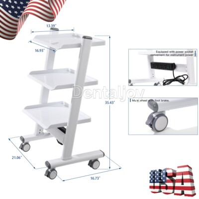 Three Layer Dental Trolley Mobile Instrument Cart Medical Tool Cart ...