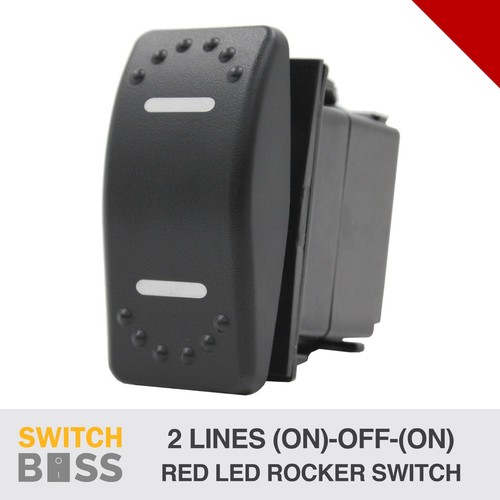 2 Lines (ON)-OFF-(ON) Momentary LASER ETCHED Rocker Switch RED LED 12v ...