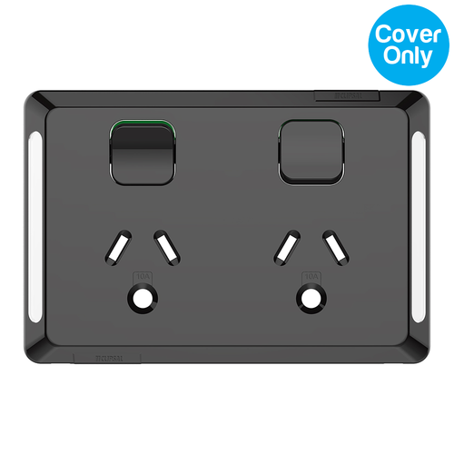 Clipsal Pro Lighting Double Powerpoint 10A Skin Black | P3025LC-BK ...