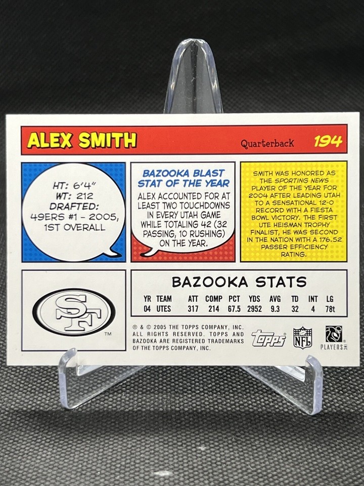 2005 Bazooka #194 Alex Smith Rookie - San Francisco 49ers | eBay