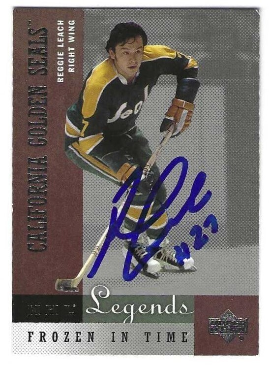 AUTOGRAPHED REGGIE LEACH Golden Seals 2001-02 Upper Deck Legends card ...