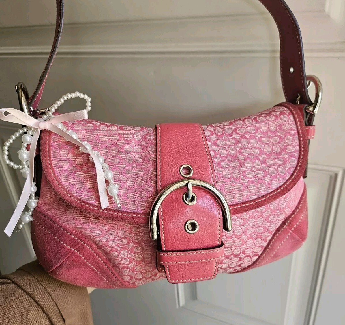 Coach #6818 Mini Soho Signature Barbie Pink Canvas Sh… - Gem