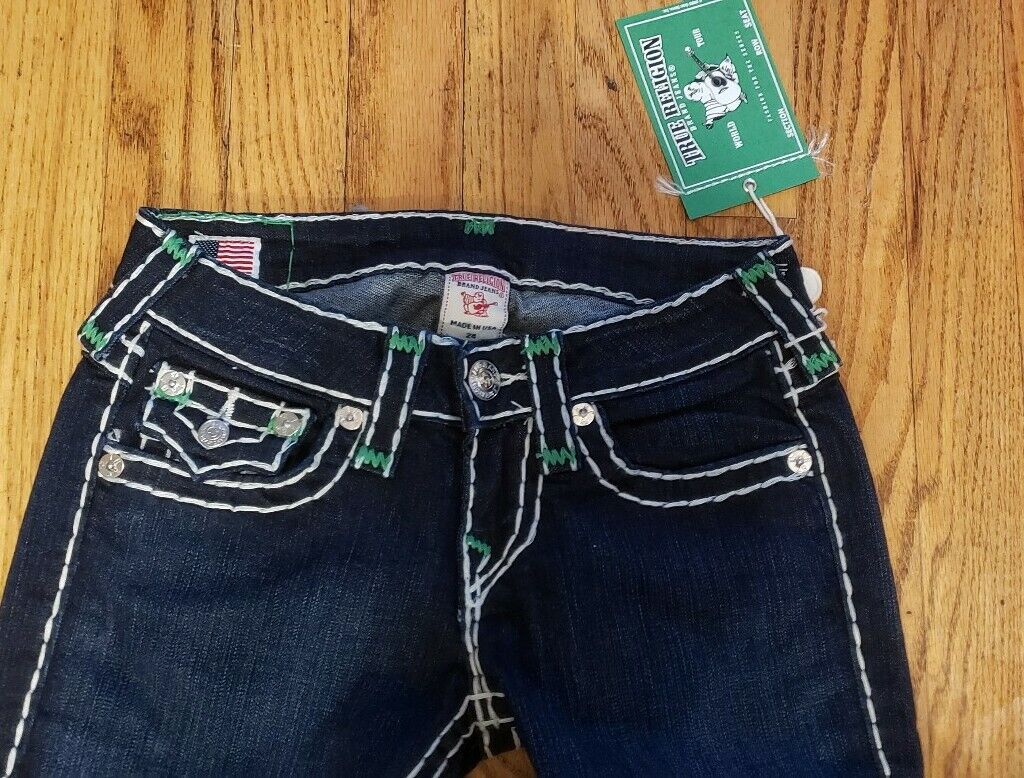 NWT RARE True Religion Women's Becky Super T Jeans, Green NWT RARE True Religion Women's Becky Super T Jeans, Green