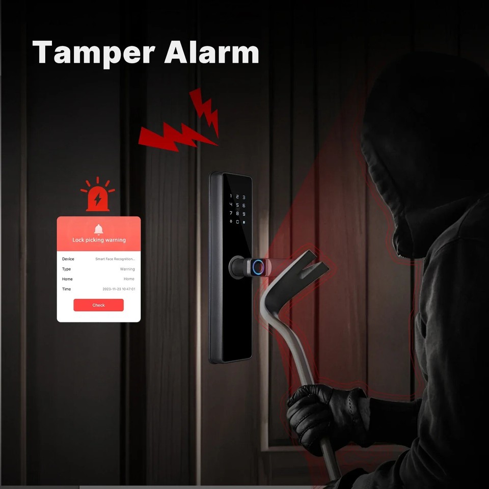 Smart Door Lock Password Fingerprint Remote Unlock Keycard Tamper Alarm ...
