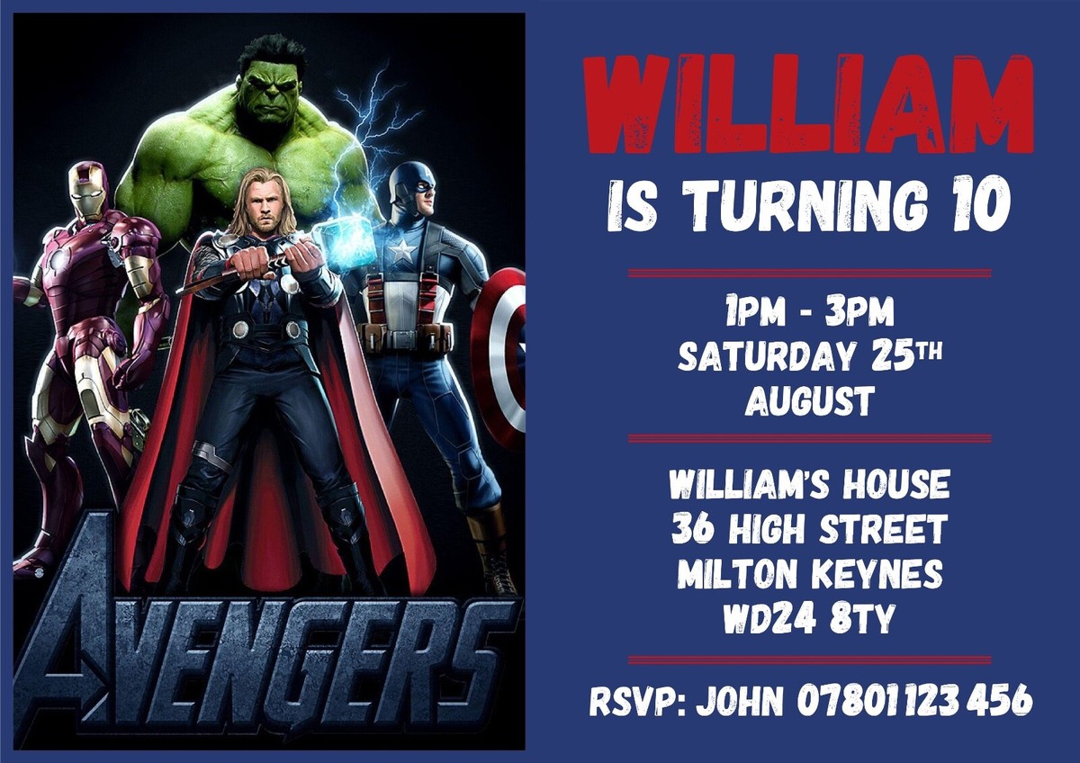 Avengers Birthday Invitations Flyers