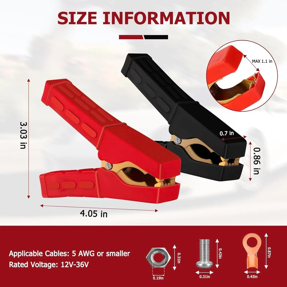 Jumper Cable Clamps 1 Pair, Battery Clamps Pure Copper, Battery Charger ...