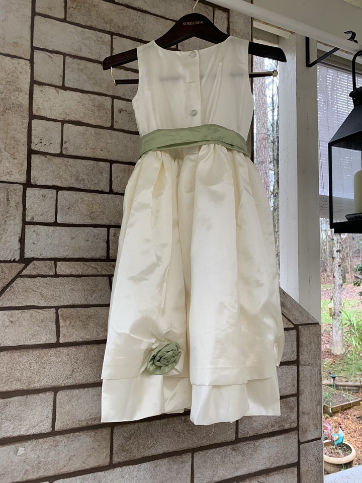 Lito Girls Ivory Sage Blossom Flower Girl Easter Pageant Dress 5 | eBay