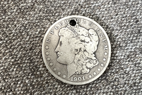 Antique 1901 Morgan Silver Dollar Pendant American Coin Lady Liberty ...
