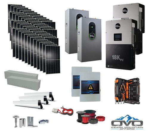 25KW Complete Offgrid Solar Kit + EG4 18kPV + 2x 14.3KW 48V EG4 Lithium ...