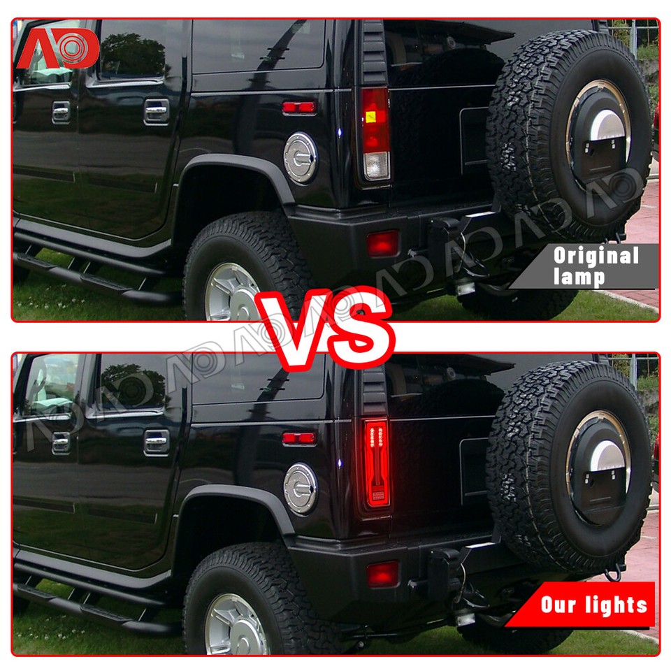For 2003-2009 Hummer H2 SUV Rear Red LED Tail Lights Turn Signal Brake ...