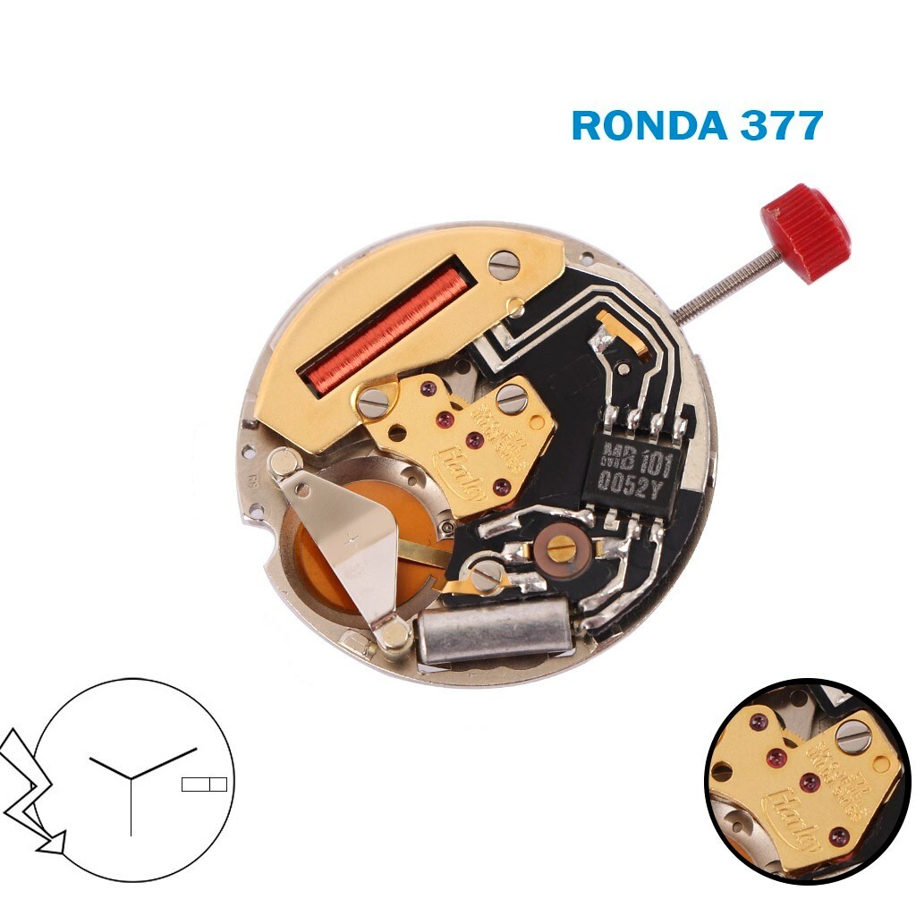 Ronda 377 Harley Swiss Quartz Movement, White Day-Date Disk At 3, 3 ...