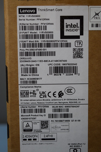 Lenovo ThinkSmart Core MTM: 11RVS00600 POLY 7230-87480-001 For Poly MTR ...