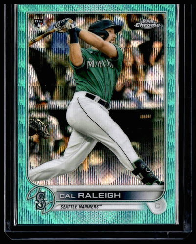 2022 Topps Chrome #149 Cal Raleigh Rookie Card RC Aqua Wave Refractor ...