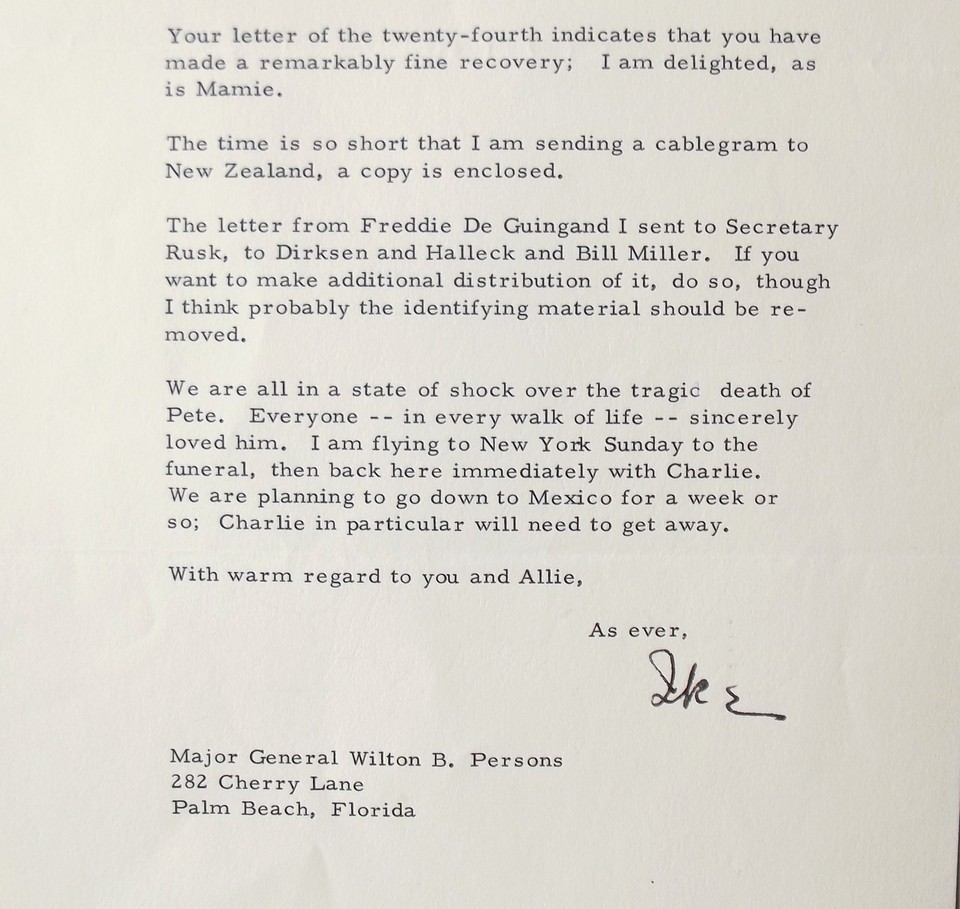 Dwight Eisenhower 34th President Typed Letter Signed To Wilton General ...
