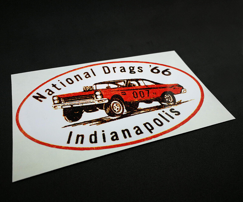 NATIONAL DRAGS '66 INDIANAPOLIS Vintage Style DECAL / STICKER, rat rod ...