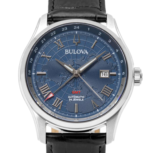 Bulova 96B385 Wilton GMT Automatic Sapphire Blue Dial Watch ...