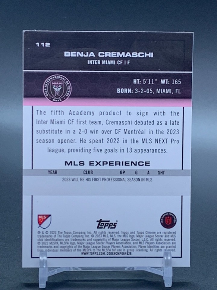 2023 Topps Chrome MLS Rookie #112 BENJA CREMASCHI Inter Miami CF RC | eBay