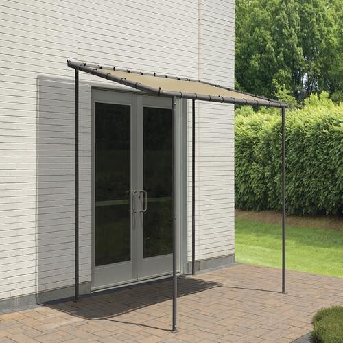 6' x 10' Gray Tan Patio Awning Canopy Heavy Duty Steel Frame Outdoor ...
