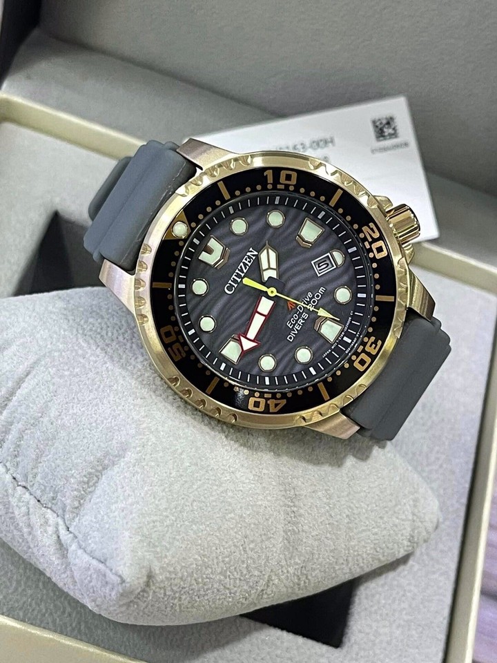 Citizen Eco-Drive Promaster Diver Rose Gold Tone Gray Dial BN0163-00H ...