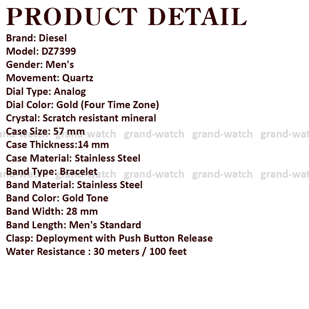 New Diesel DZ7399‎ Mr. Daddy 2.0 Chronograph Gold Dial Bracelet Men's ...