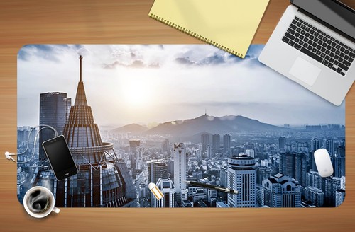 3D Mountain City 95 Non-slip Office Desk Mouse Mat Large Keyboard Pad ...