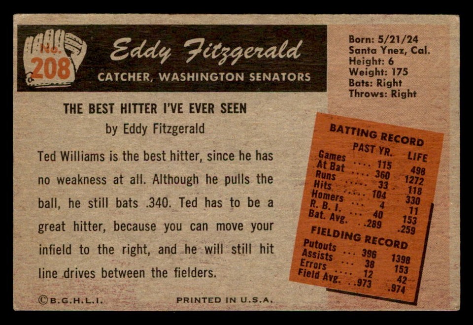 1955 Bowman Baseball #208 Ed FitzGerald VG *g3 | eBay