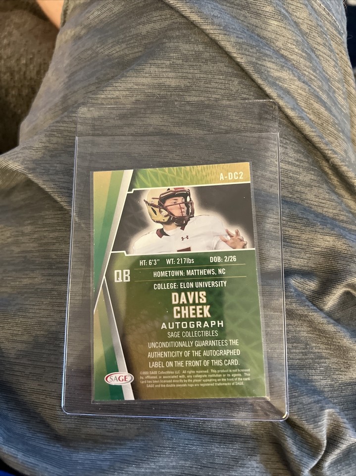 Davis Cheek 2022 Sage Red Parallel AUTO Rookie #A-DC2 Carolina Panthers ...