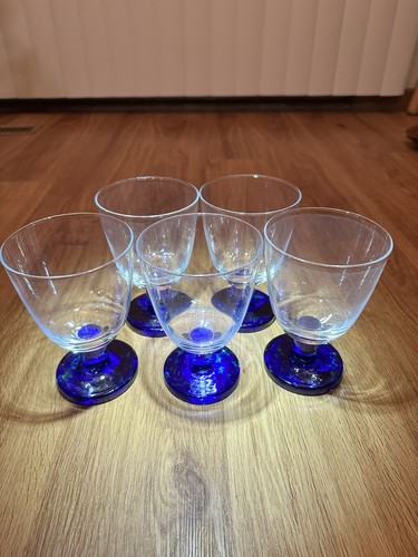Denby Glassware REFLEX Set of 5 Goblets - Blue RARE Discontinued ...